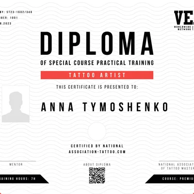 Over het diploma | VeAn Tattoo