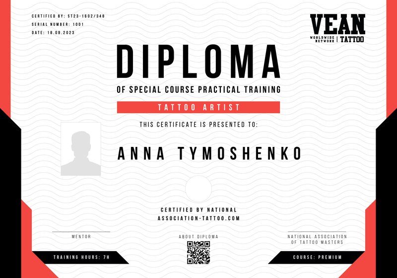 Over het diploma | VeAn Tattoo